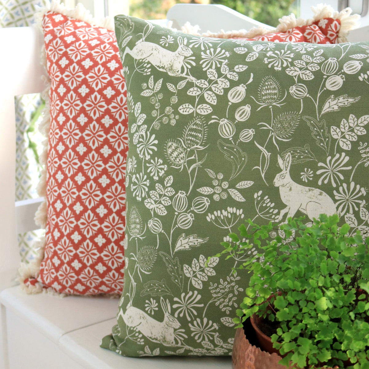 Patterned Linen Cushions | Meg Morton Fabrics