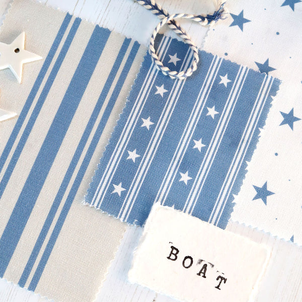 Starfall Fabric - White On Blue Shadow - Meg Morton